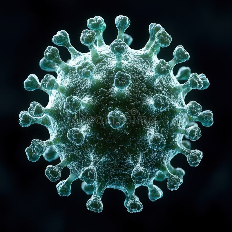 Close-up 3D Rendering of Virus Cell Structure, AI Generated Stock ...