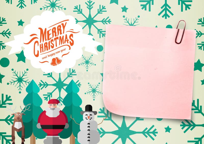 Close-up of 3D Sticky Note and Christmas Message Stock Illustration ...