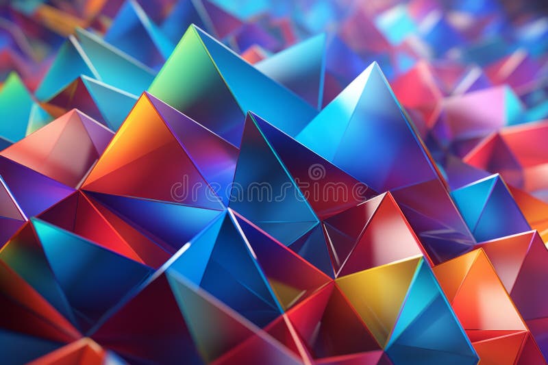 A Close Up of a 3D Triangular Prism Displaying Vibrant, Shifting Colors ...
