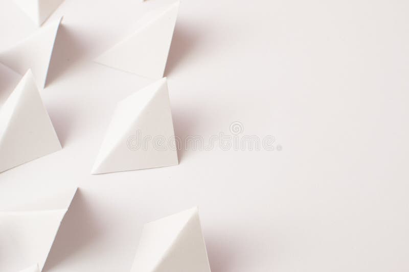 Close Up 3d White Triangle Shapes on White Background with Empty Space ...