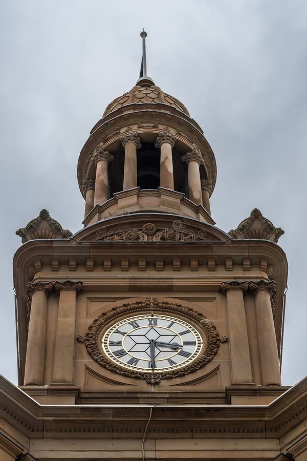 Close Up Da Parte Superior Da Cidade Hall Clock Tower, Sydney Australia ...