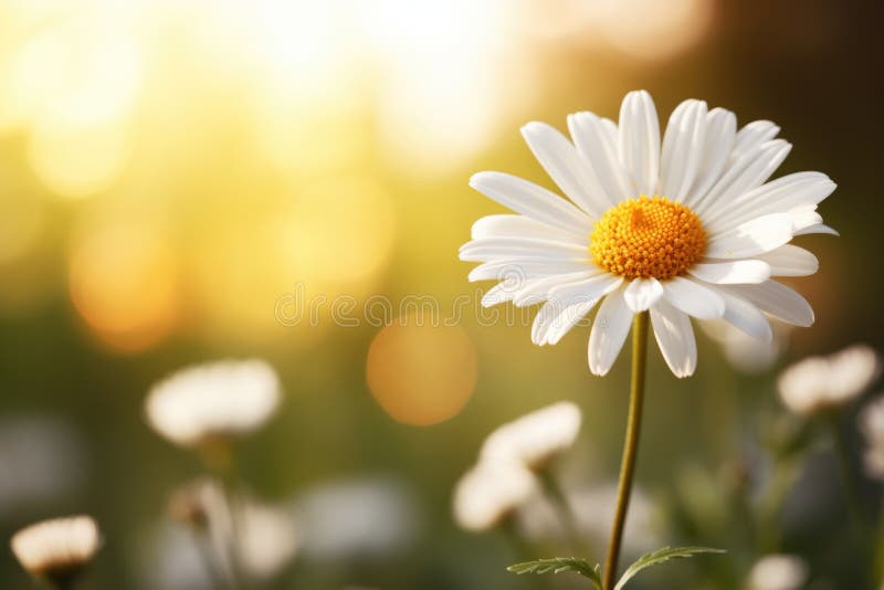A Close Up of a Daisy Flower in a Field, Copy-space, Place for Text ...