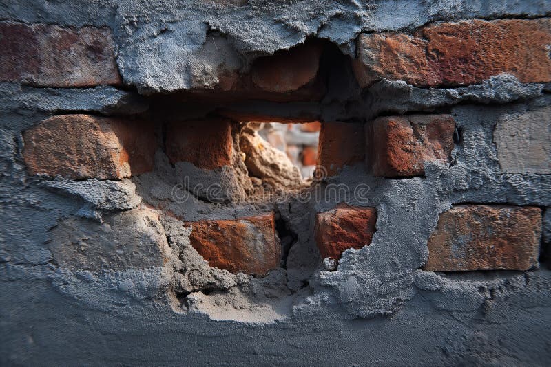 Damaged Brick Wall with Hole and Rough Texture Stock Illustration ...