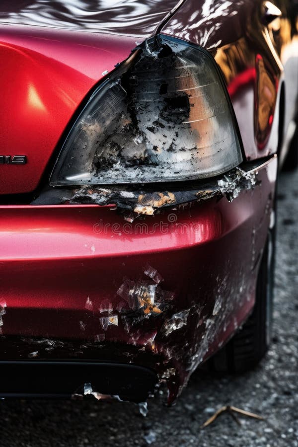Close-up of a Damaged Car Bumper after a Collision Stock Illustration ...