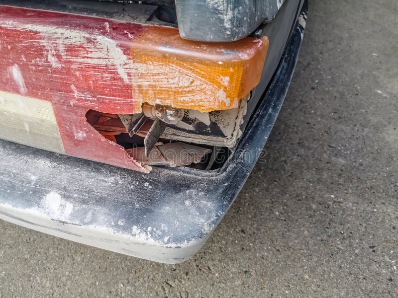 Close-up of a Damaged Car Tail Light with Visible Cracks and Wear Stock ...