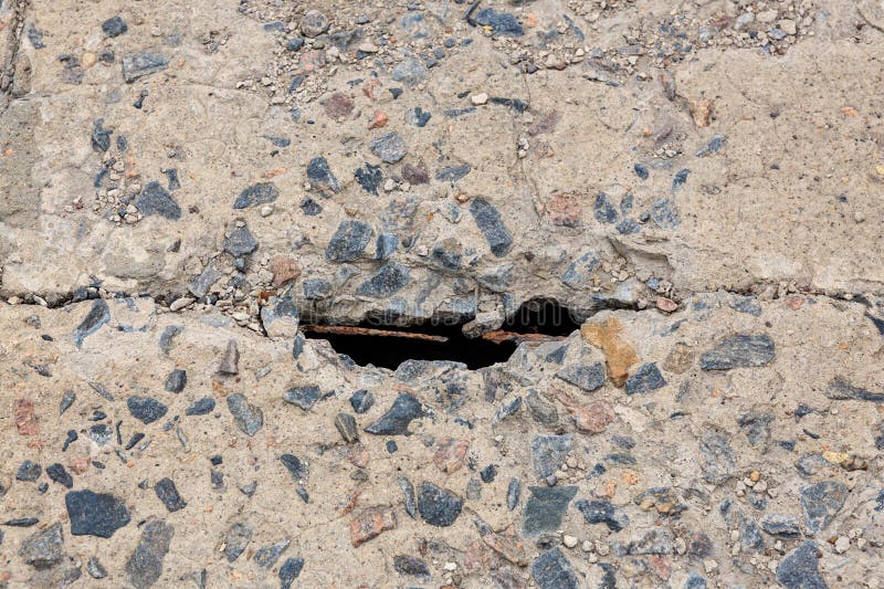 Close-up of Damaged Concrete Surface with Crack Stock Image - Image of ...