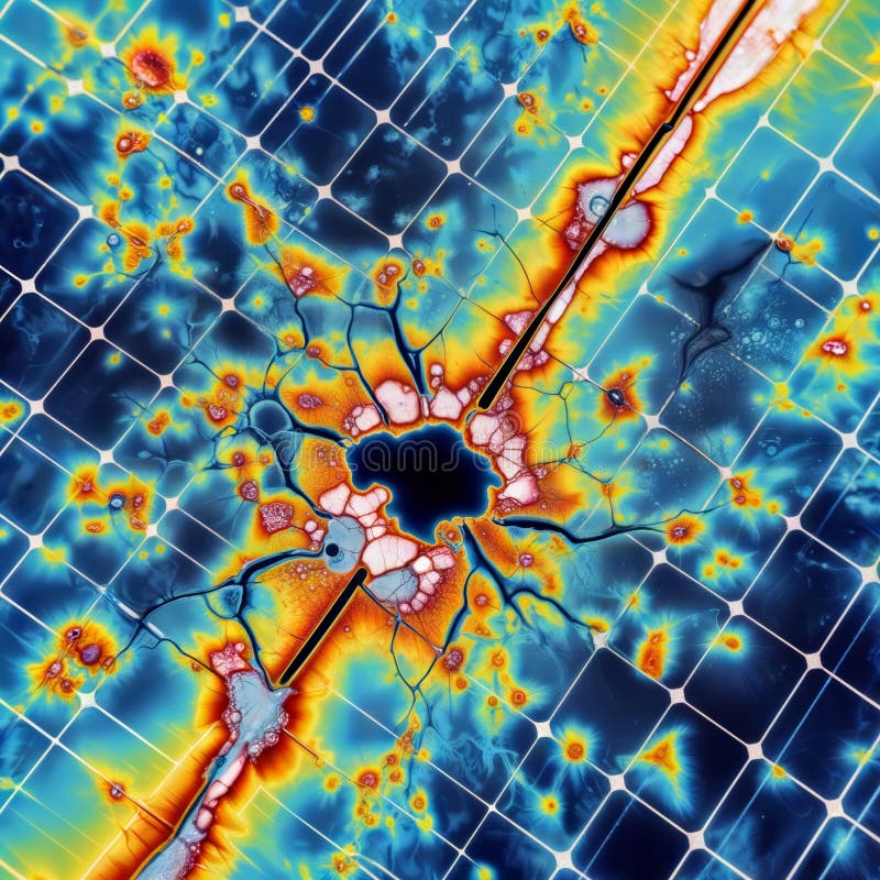 Close-Up of Damaged Solar Panel with Visible Cracks, Generative Ai ...