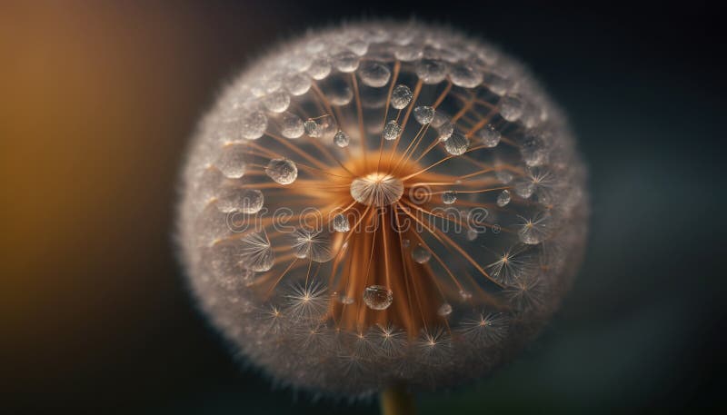 A Close Up of a Dandelion with Water Droplets Stock Illustration ...