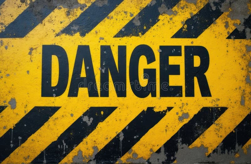 Close Up Danger Sign at 4-1-2025 Stock Illustration - Illustration of ...