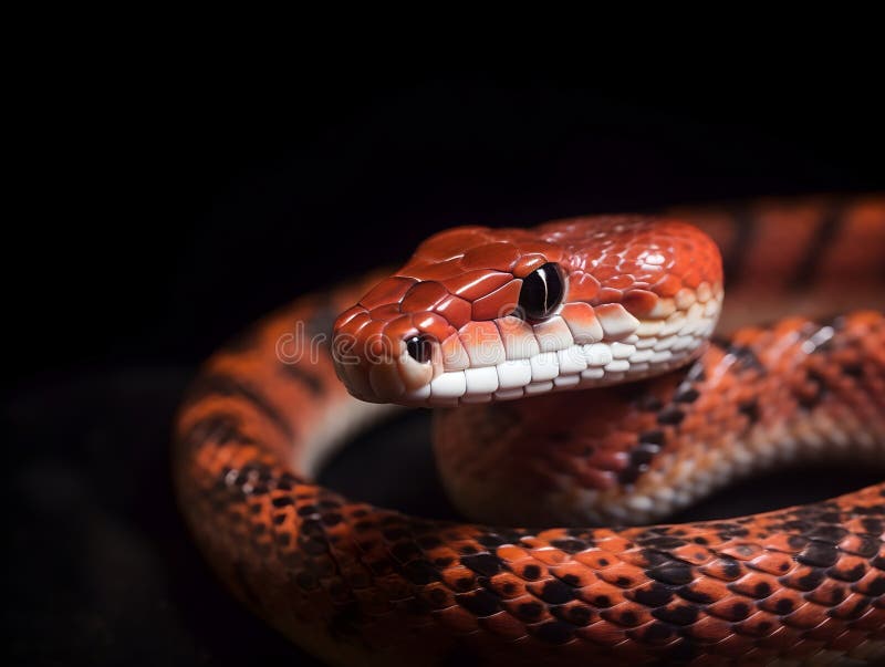 Close Up on a Dangerous Looking Snake in the Dark Stock Illustration ...