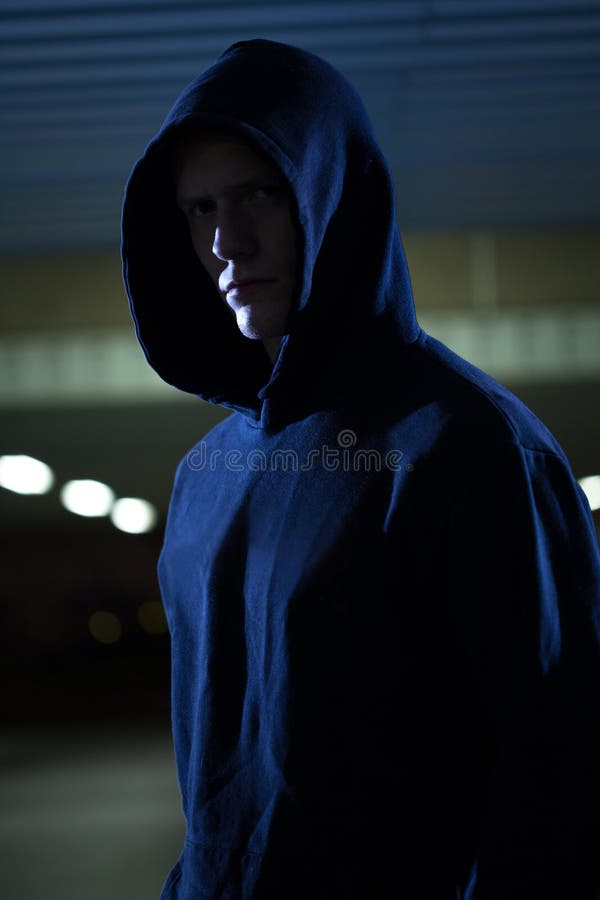 Dangerous Man Walking at Night Stock Image - Image of robber, male ...