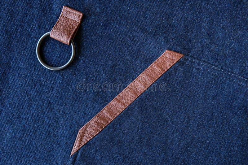 Close-up of Dark Blue Cotton Fabric with Beige Leather Inserts Stock ...
