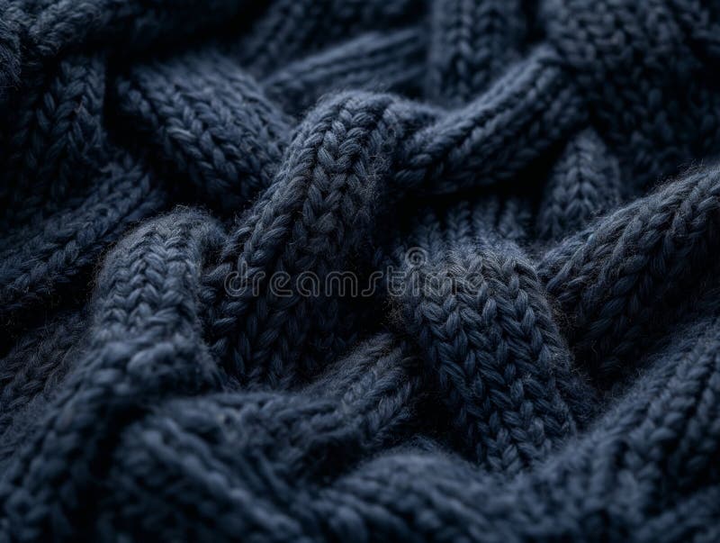 Close-up of Dark Blue Knitted Fabric Stock Photo - Image of texture ...