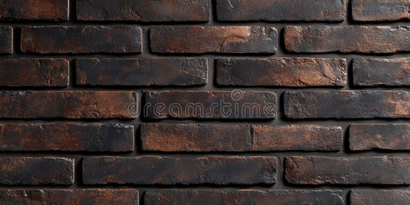 A Close-up of a Dark Brown Brick Wall with a Matte Finish, with Subtle ...