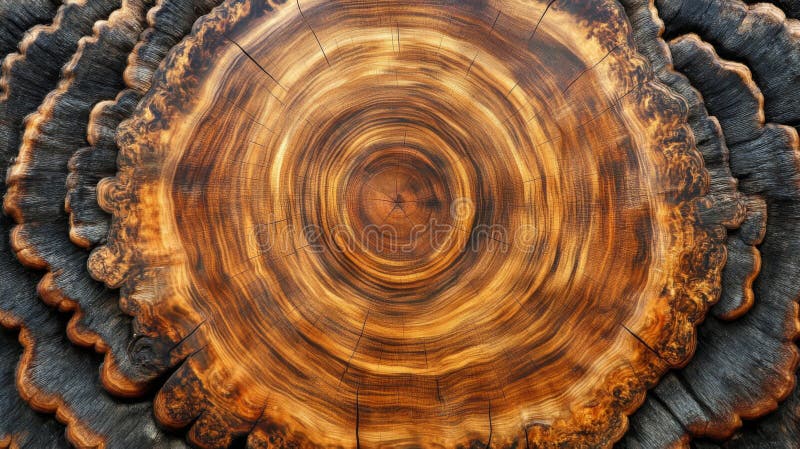Close-Up of Dark Brown Tree Rings Texture Stock Illustration ...