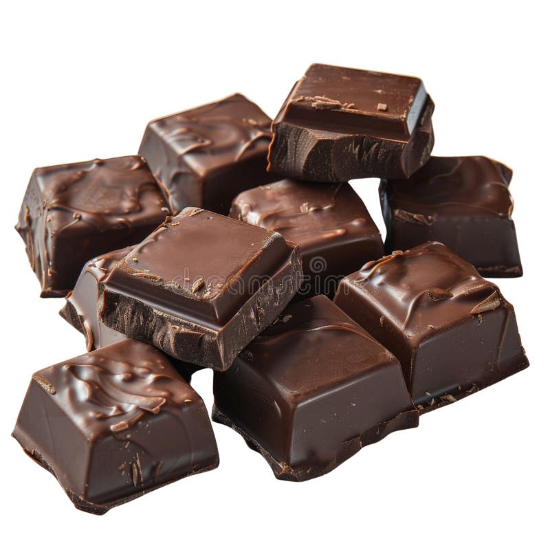 Close-up of Dark Chocolate Pieces on White Background Stock ...