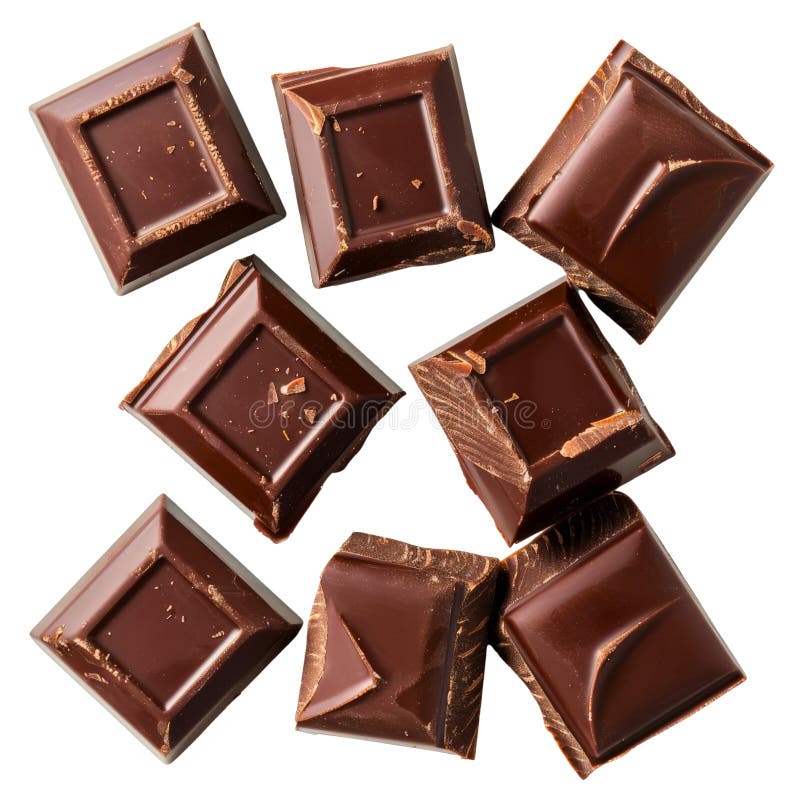 Close-up of Dark Chocolate Pieces on White Background Stock ...