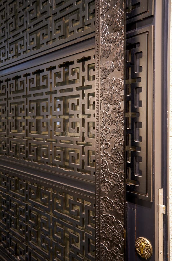 Close-up of a Dark Golden Metal Gate Pattern Stock Image - Image of ...