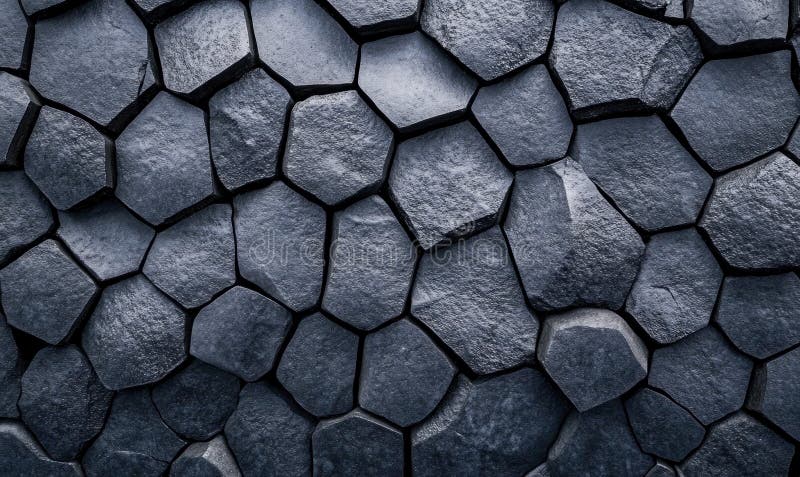 A Close-up of Dark Gray Basalt Columns Showcasing a Striking Geometric ...