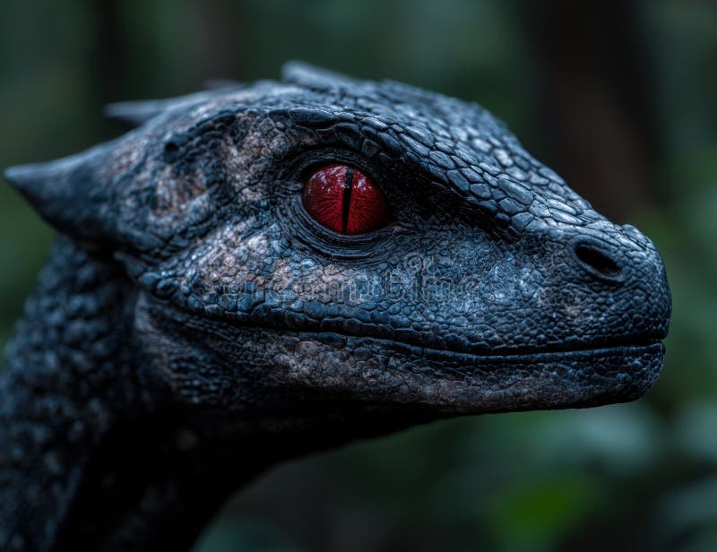 Close-up of a Dark Lizard with Red Eyes Stock Illustration ...