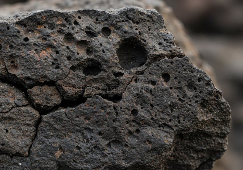 Close-Up of Dark Porous Volcanic Rock Texture Stock Illustration ...