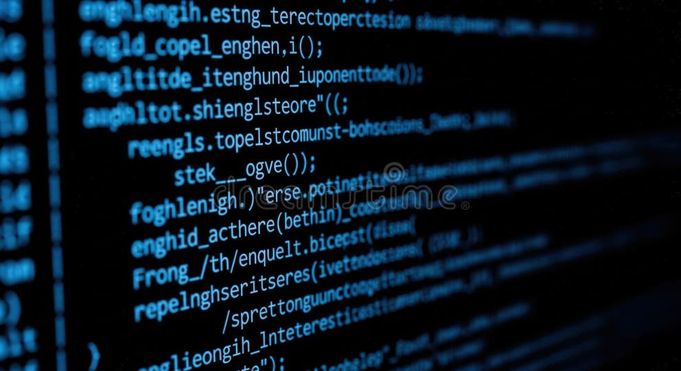 Close-up of a Dark Screen Displaying Lines of Programming Code ...