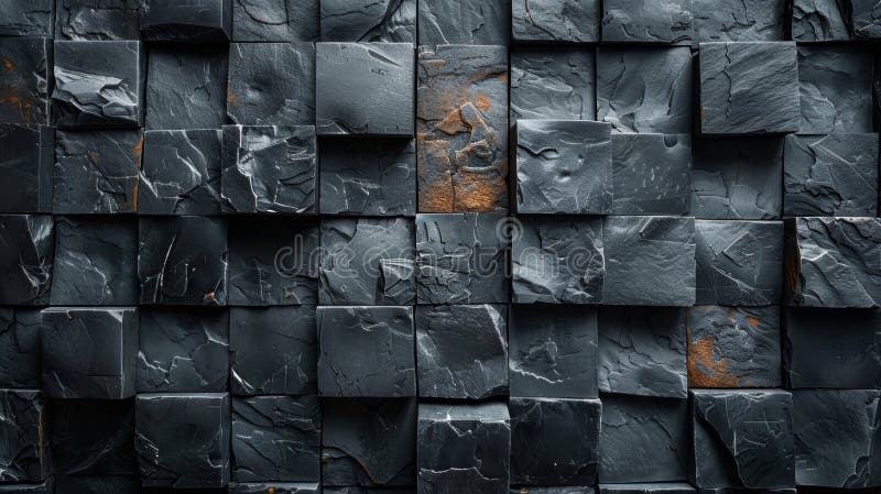 Close-up of a Dark Stone Textured Wall with a Geometric Pattern. High ...