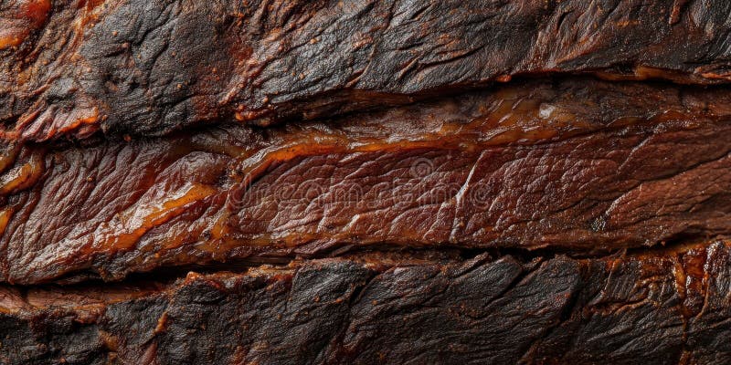 Close-up of Dark, Textured Beef Jerky Showcasing Its Rich Color and ...