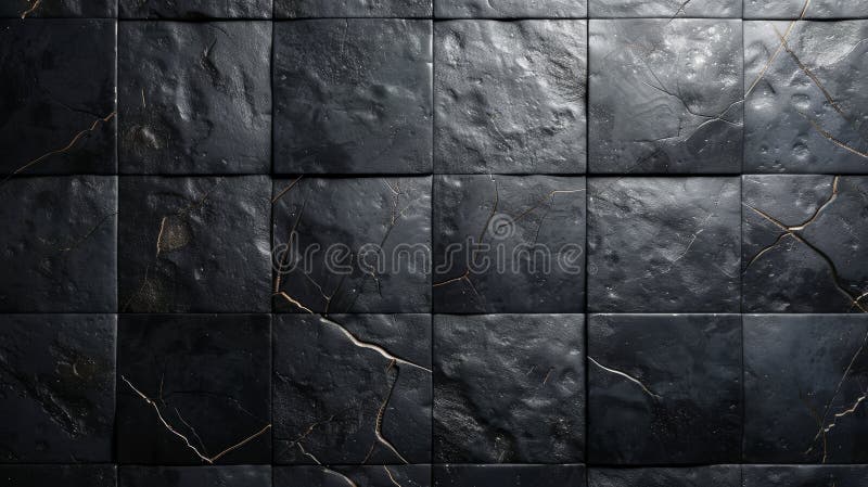 A Close-up of a Dark, Textured Stone Tile Wall Stock Illustration ...