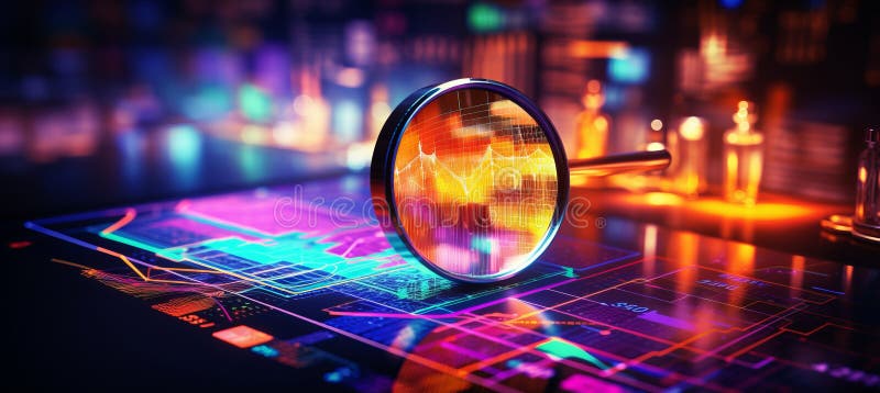 Close Up Data Analysis with Magnifier, Charts, and Graphs on ...