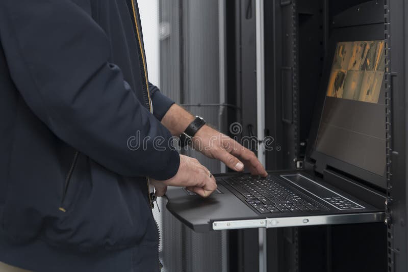 Data Center with Multiple Rows of Fully Operational Server Racks ...