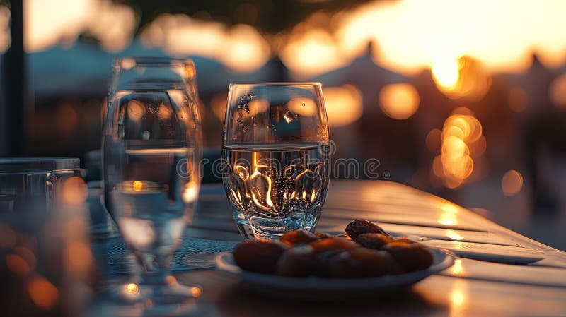 A Close-up of Dates and Water on a Table, Ready for Breaking the Fast ...