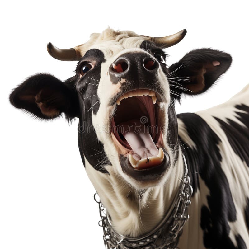 Close-up De Uma Vaca De Boca Aberta Isolada Em Fundo Transparente. Foto ...