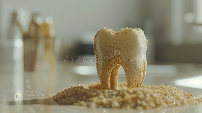 Close-Up of Decayed Tooth Surrounded by Sugar, Concept of Dental Care ...