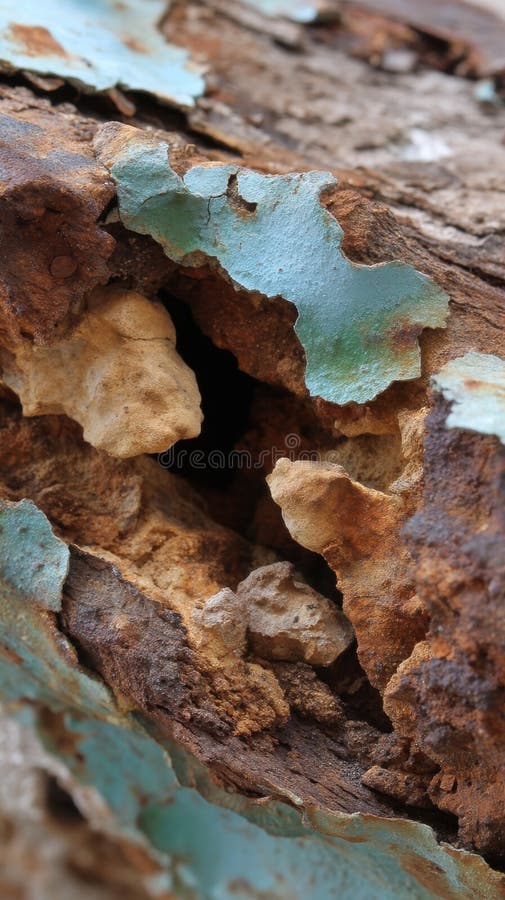 Close-up of Decayed Wood with Peeling Teal Paint and Rough Texture ...