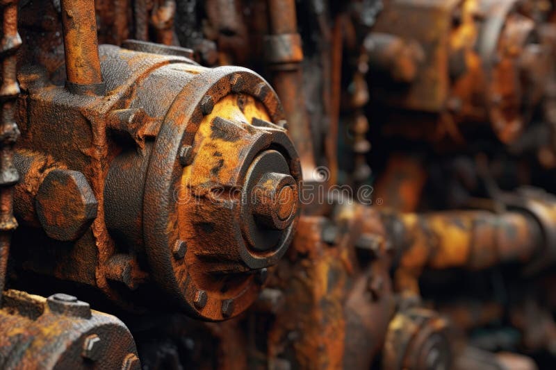 Close-up of Decaying Engine Parts with Rust Texture Stock Illustration ...