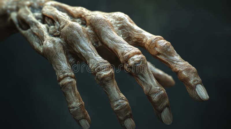 Close-up of a Decaying Hand with Aged Texture, Detailed 3D Rendering ...