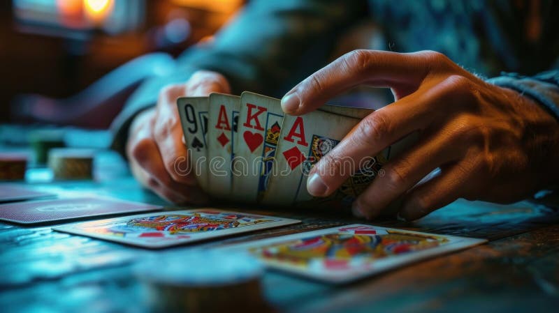 Close-up Deck of Cards Shuffling - AI Generated Stock Illustration ...