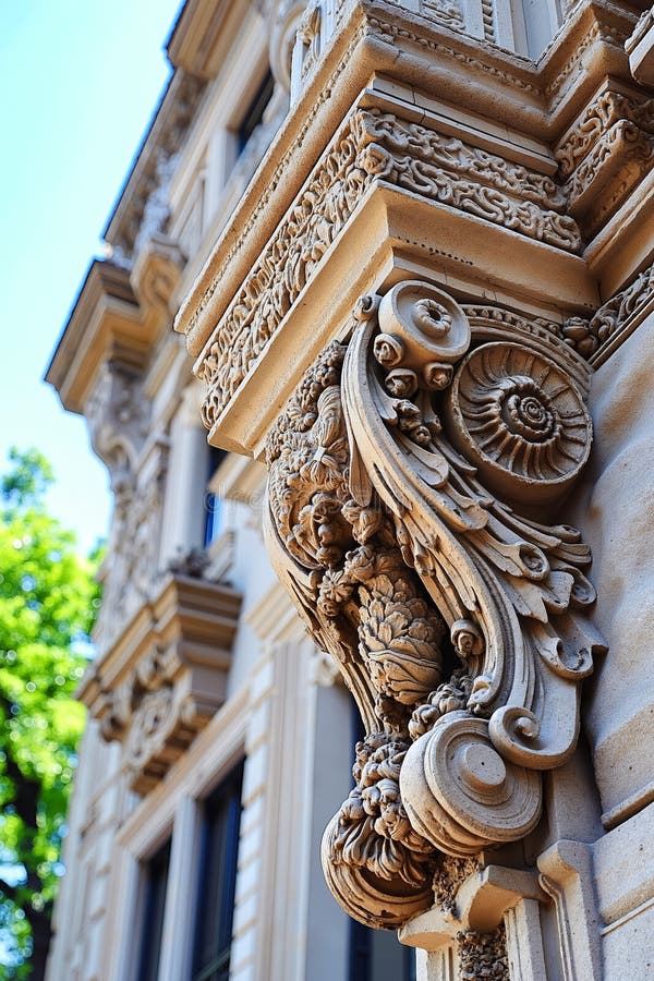 A Close Up of a Decorative Corner of a Building Stock Photo - Image of ...
