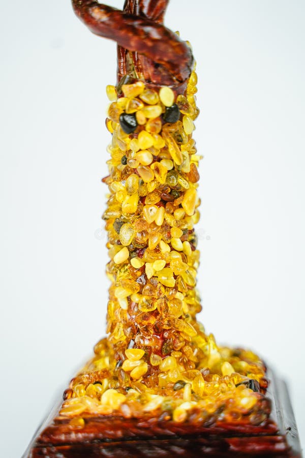 Close-up of a Decorative Tree Trunk Made of Amber Stock Photo - Image ...