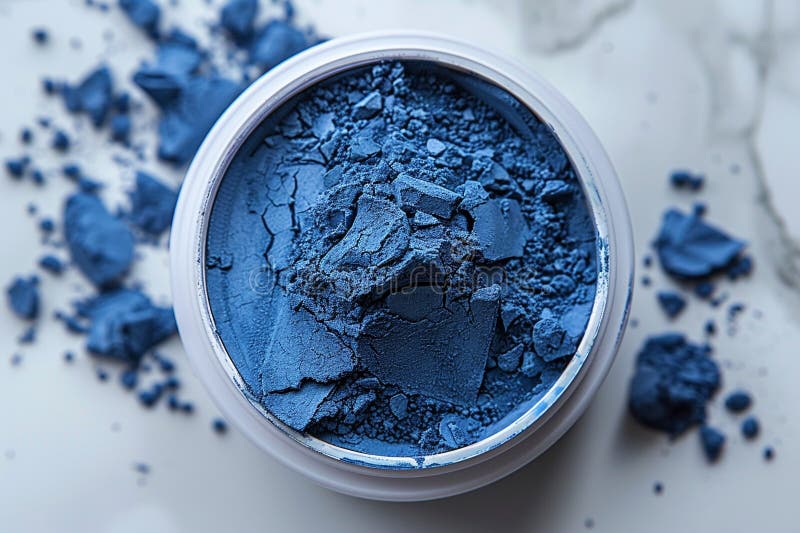 Close-up of Deep Blue Powder Makeup in a Container Stock Illustration ...