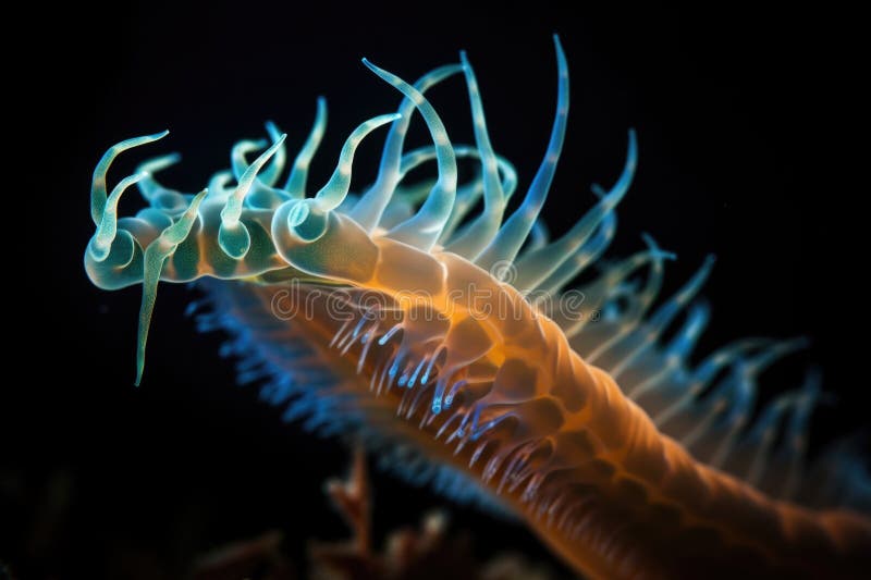 Close-up of Deep-sea Creature S Glowing Fins and Tentacles Stock ...