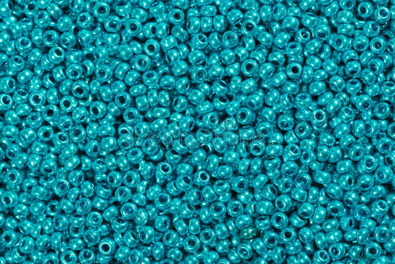 Deep sky blue seed beads. stock image. Image of beading - 100020673