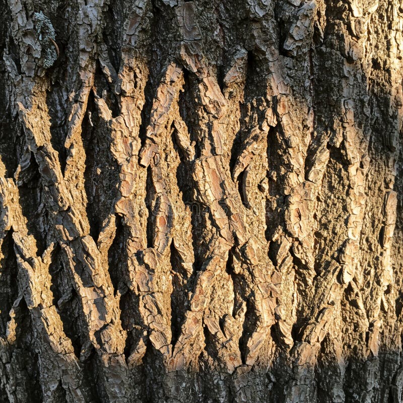 Close-up of Deeply Furrowed Tree Bark with Rough, Textured Patterns ...