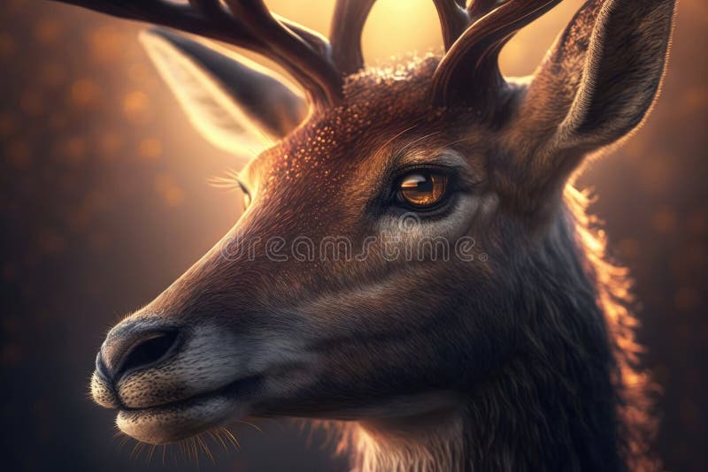 Close-up of Deer S Face, with Sun Shining Behind it Stock Photo - Image ...