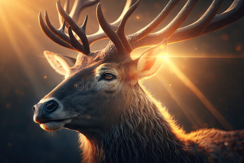 Close-up of Deer S Face, with Sun Shining Behind it Stock Image - Image ...
