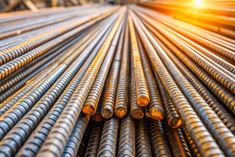 Close-up of Deformed Steel Bars for Reinforced Concrete Stock ...