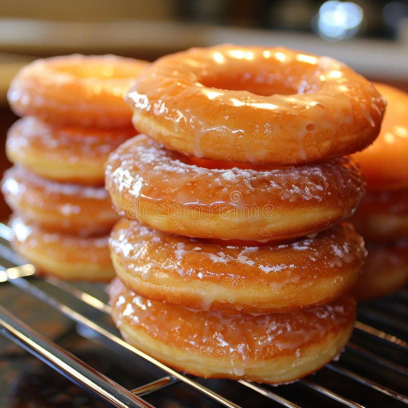 Stack of Glazed Donuts with Shiny Icing Stock Illustration ...