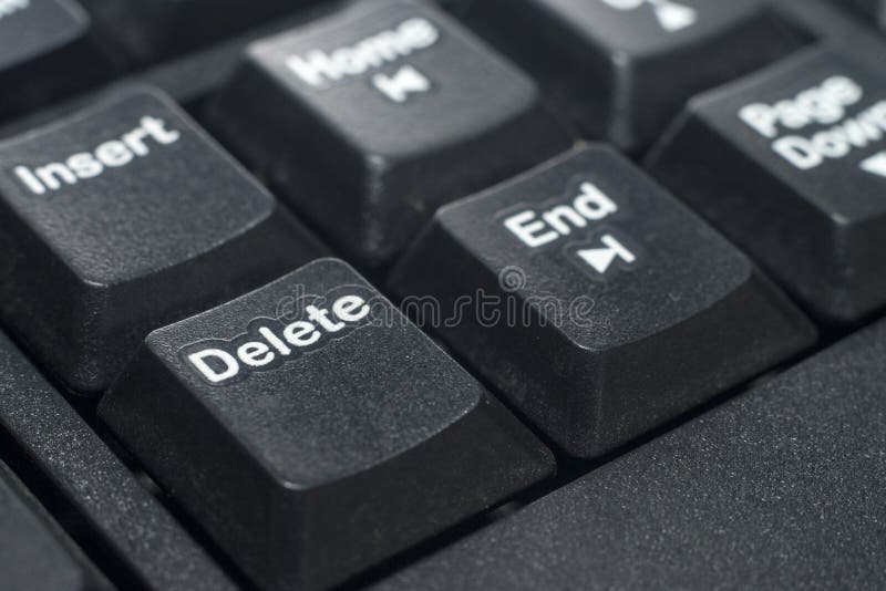 Delete Button Key of a PC Computer Keyboard. White Keyboard. Close Up ...