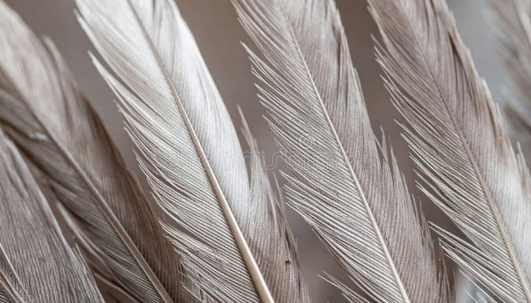 Close-up of Delicate Bird Feathers with Soft Grey and White Texture ...